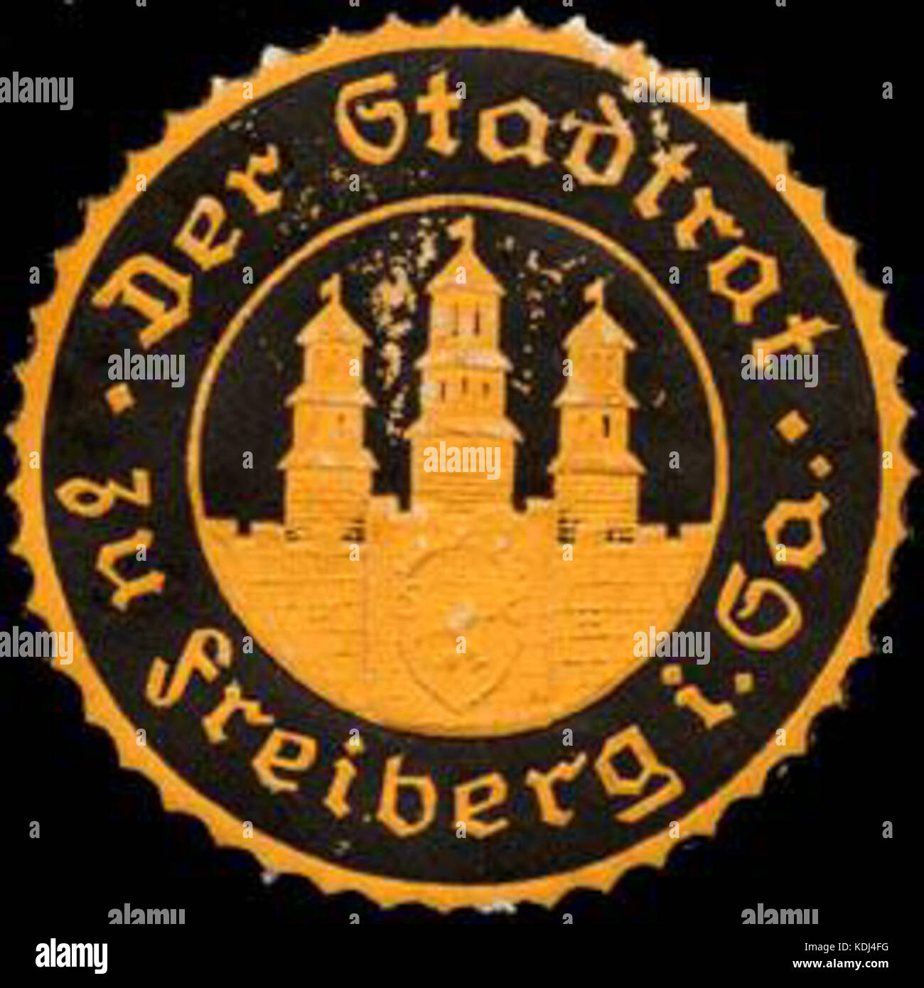 A historical seal representing the Stadtrat (City Council) of Freiberg ...