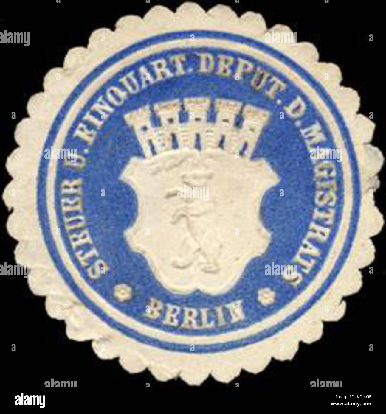 The Siegelmarke, or stamp, represents a historical document from Berlin ...