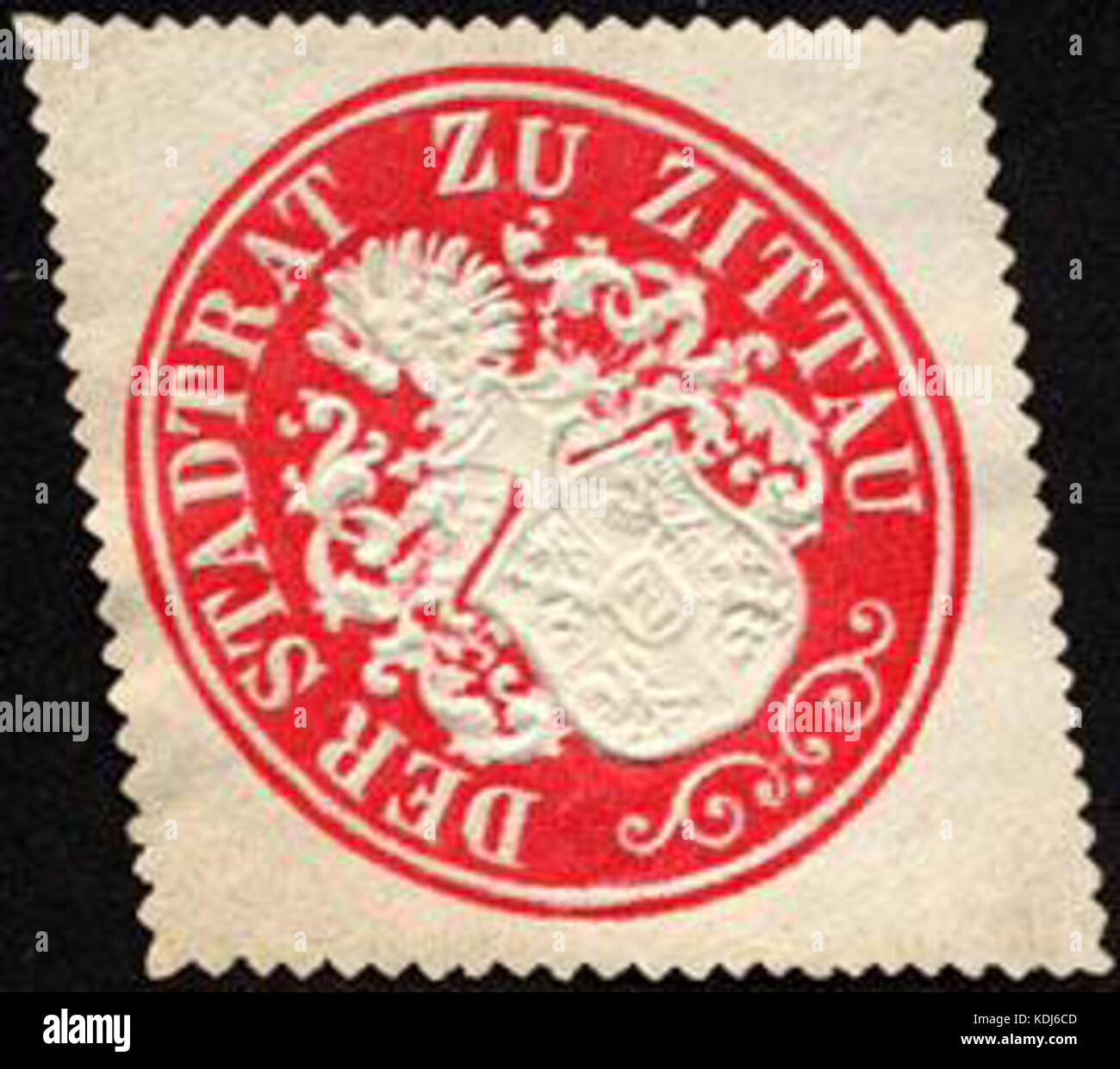 A seal mark of the Stadtrat (City Council) of Zittau, with intricate ...