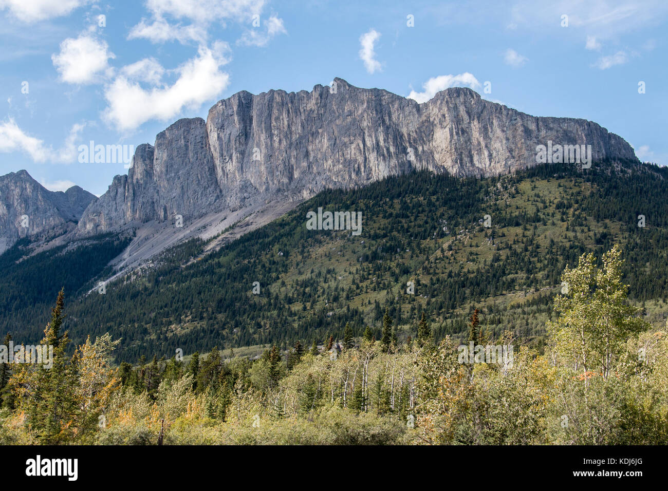An impressive mountain near Ghost Lake in Alberta, Canada Stock Photo ...