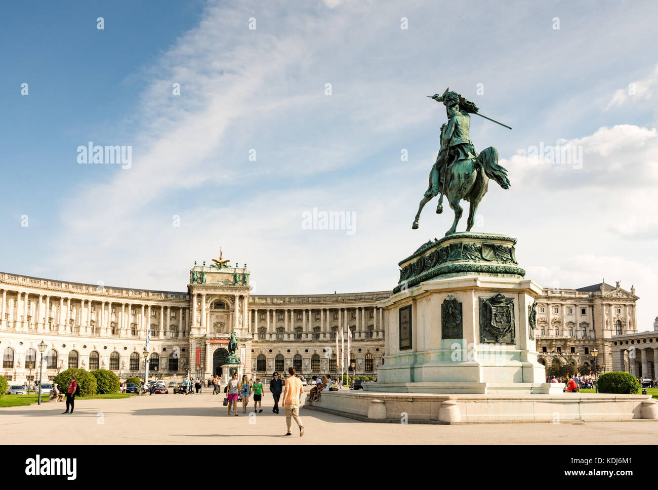 VIENNA, AUSTRIA - AUGUST 28: Tourists at the Statue of Archduke Charles ...
