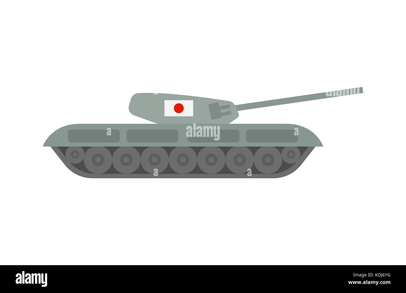 Vector illustration of such military equipment as tank with flag of ...