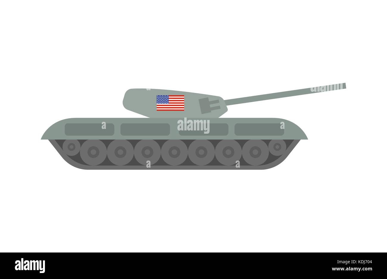 Vector illustration of such military equipment as tank with flag of USA ...