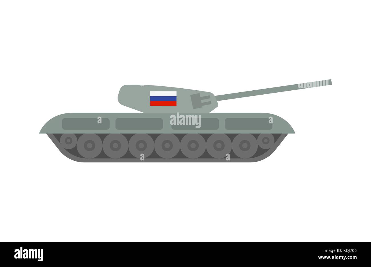 Vector illustration of such military equipment as tank with flag of ...