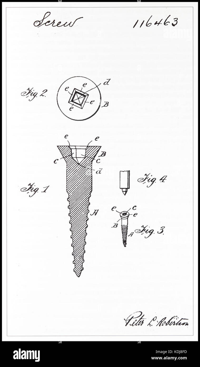 Robertson screwdriver patent illustration Stock Photo - Alamy