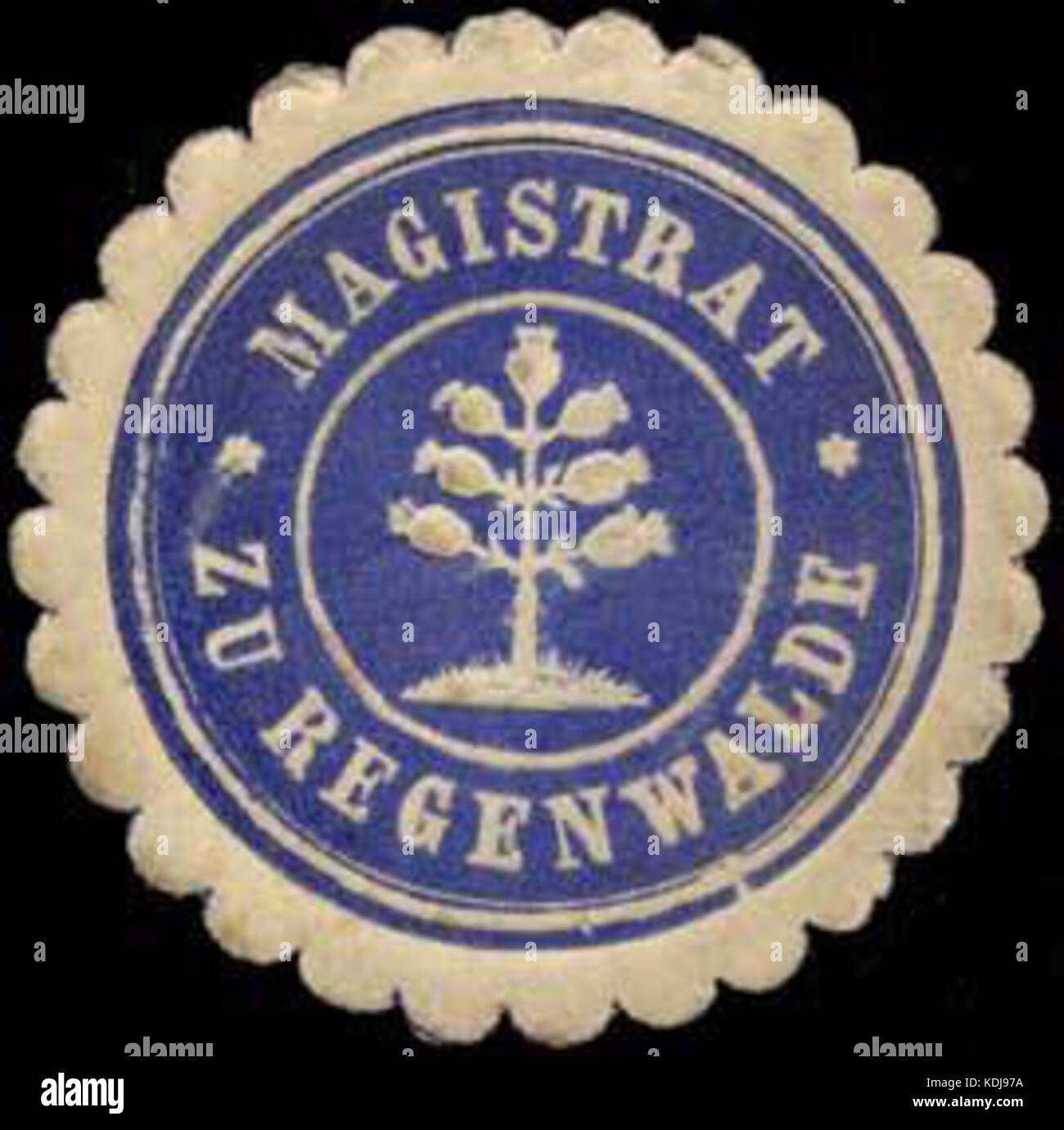 ‘Siegelmarke Magistrat zu Regenwalde’ refers to an official seal used ...