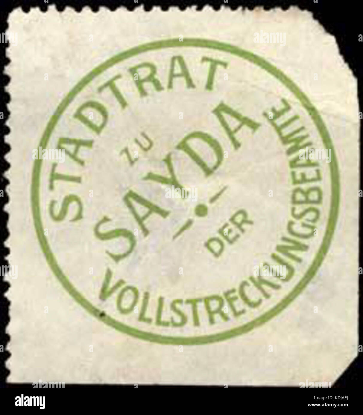 This Siegelmarke (seal) was issued by the enforcement officer in Sayda ...