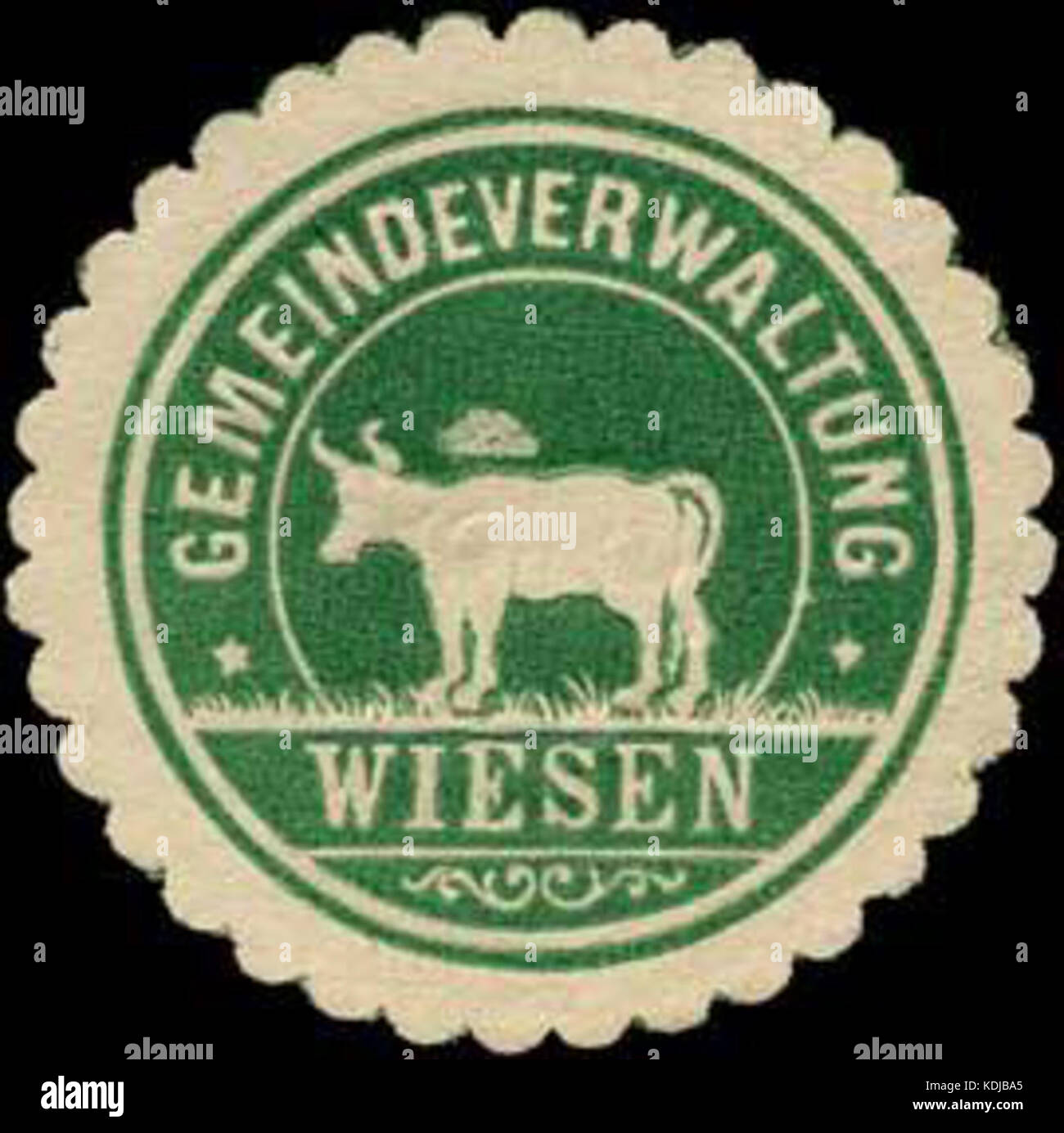 A seal mark of the municipal administration of Wiesen, featuring ...