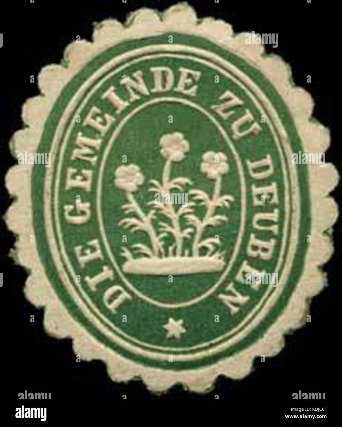 The Siegelmarke represents the Gemeinde zu Deuben, a municipal stamp ...