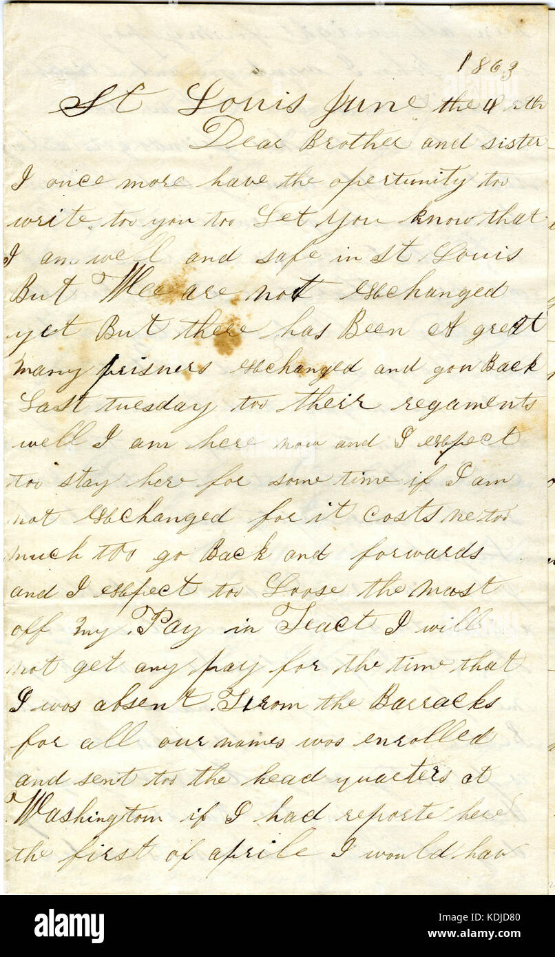 Letter signed James Monroe Martin, St. Louis, to Brother and Sister ...