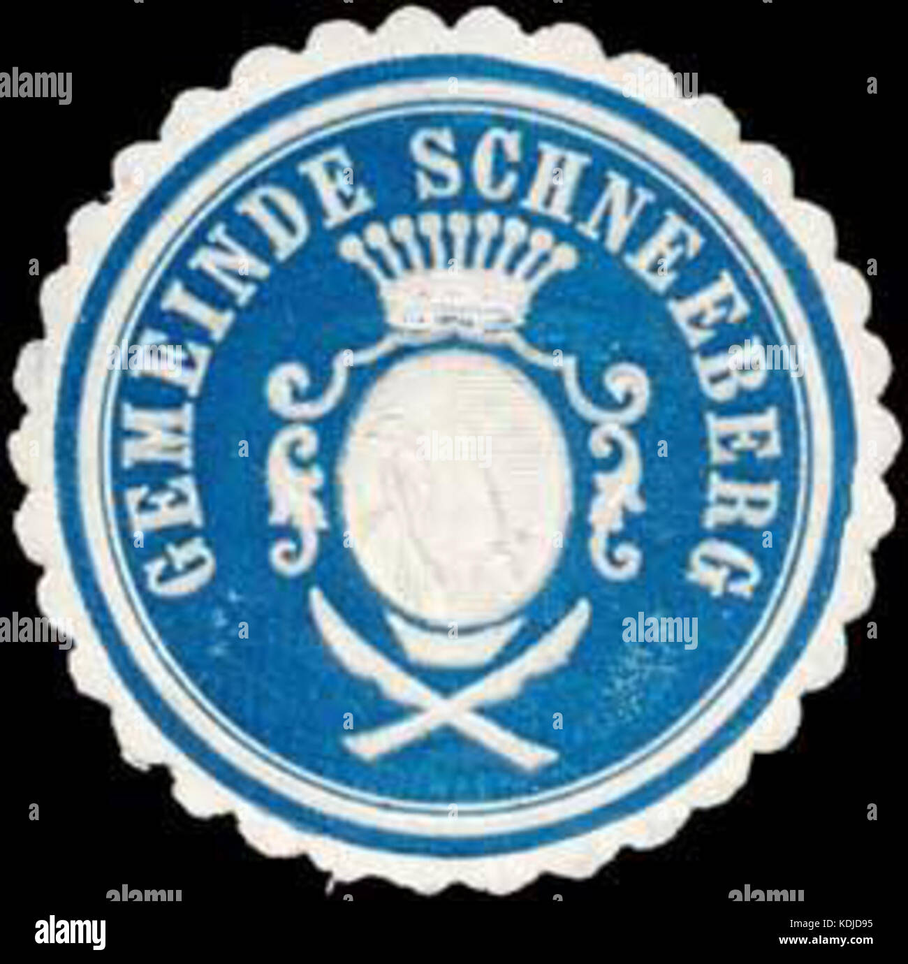 This is a historical postal stamp from the Schneeberg municipality ...