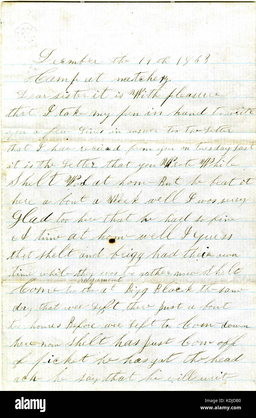 Letter signed James M. Martin, camp at Natchez, to Elizabeth Martin ...