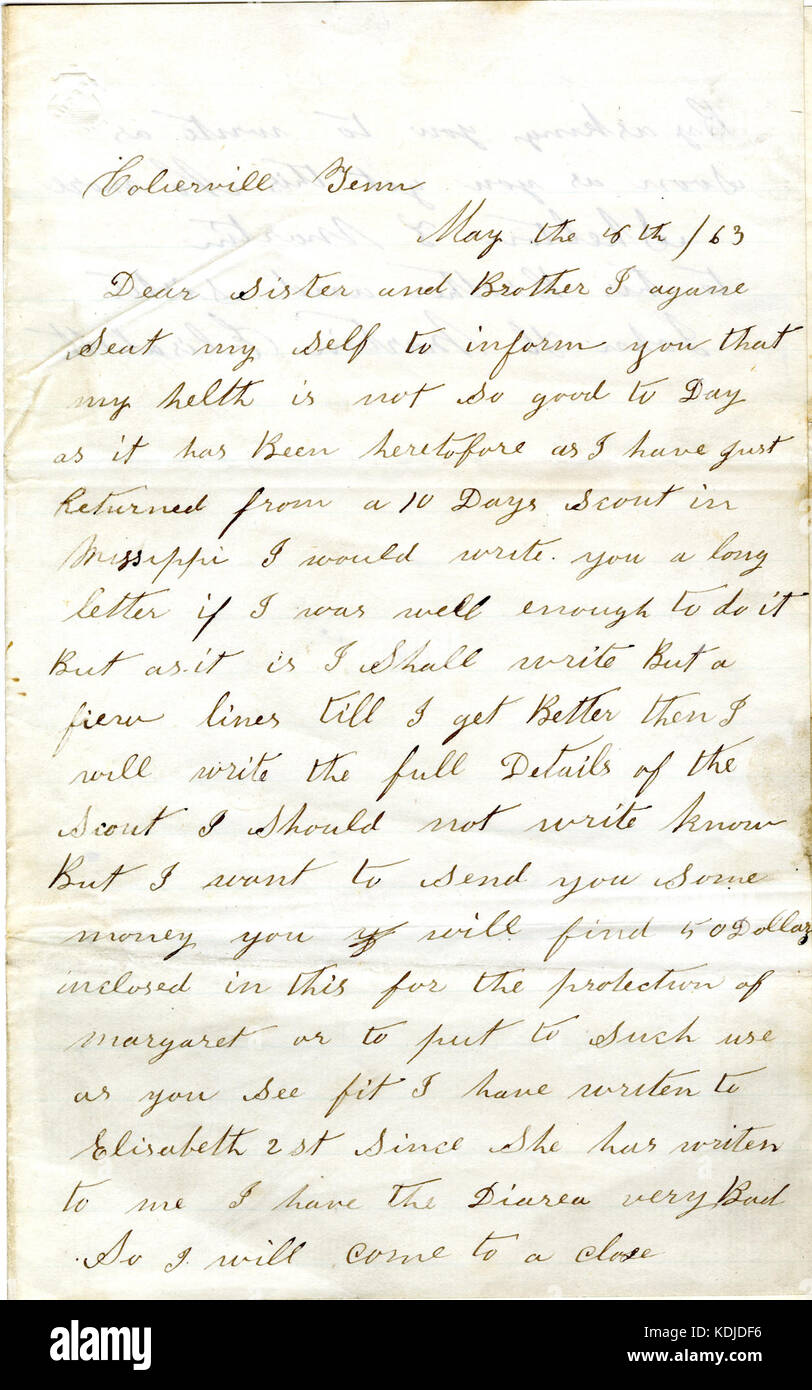 Letter signed Shelton F. Martin, Collierville, Tenn., to Sister and ...