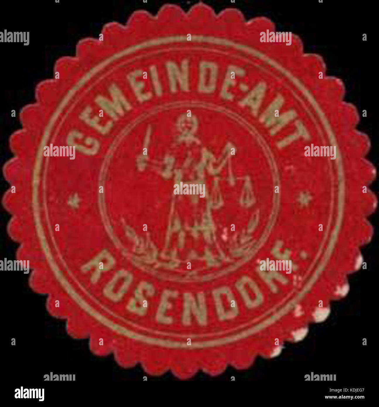 This stamp from the Gemeindeamt (municipal office) of Rosendorf ...