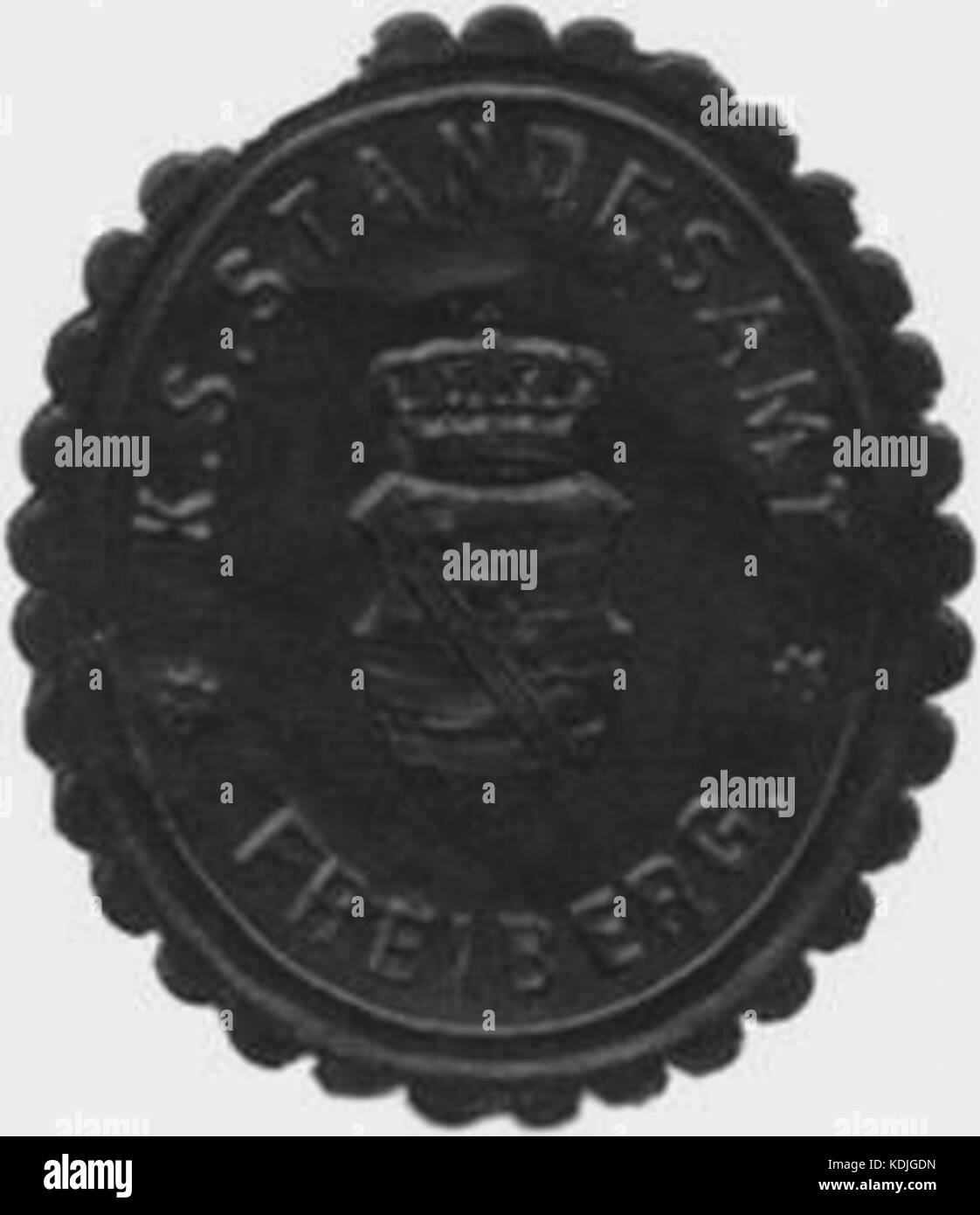 This official seal from the Standesamt Freiberg in Germany represents a ...