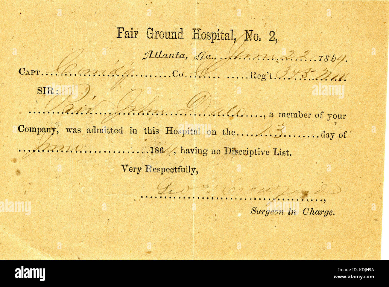 Medical notice of George G. Crawford, surgeon in charge, Fair Ground ...