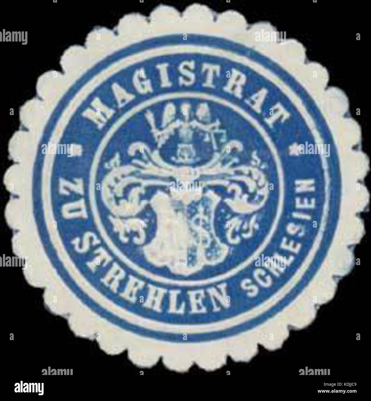 The Siegelmarke (seal) of the Magistrate of Strehlen, located in ...
