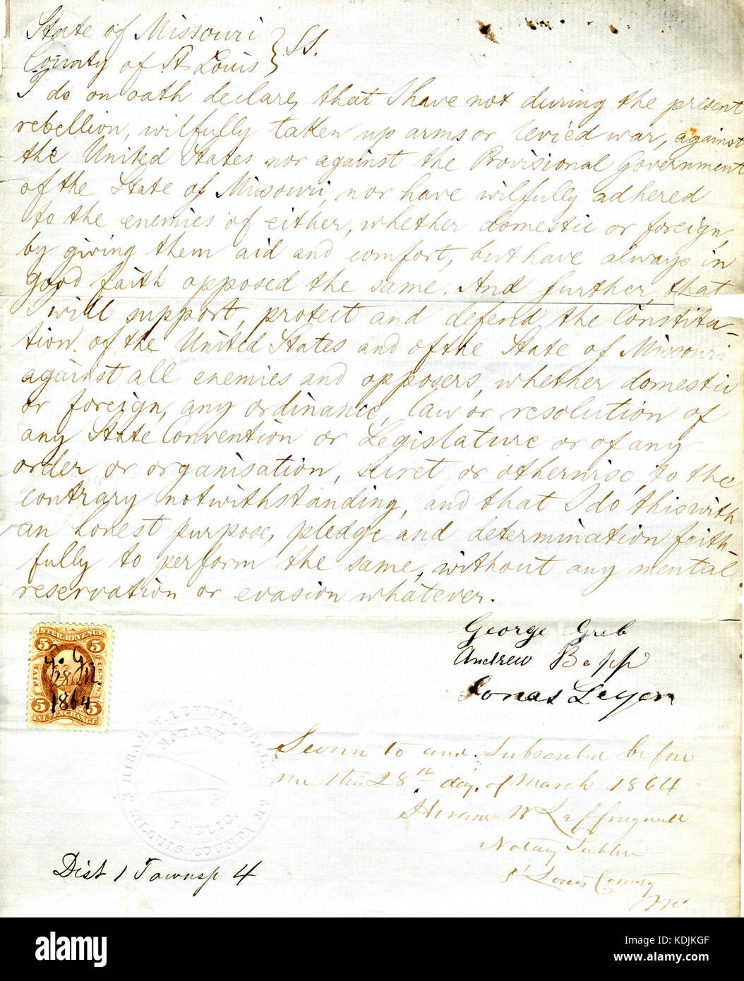 Loyalty oath of George Greb, Andrew Bopp, and Jonas Geyer of Missouri ...