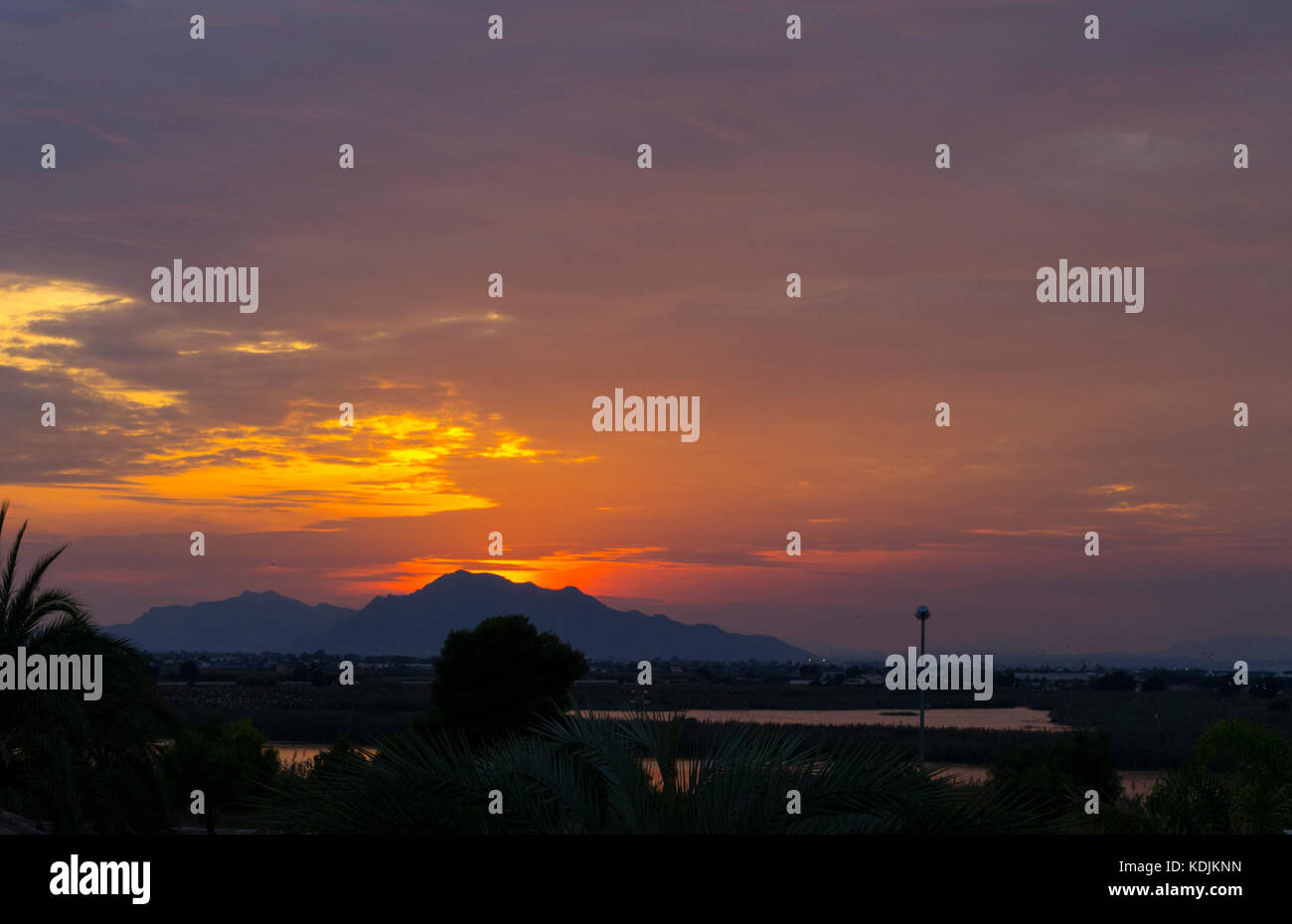 Sunset over the Pila mountains in Spain Stock Photo - Alamy