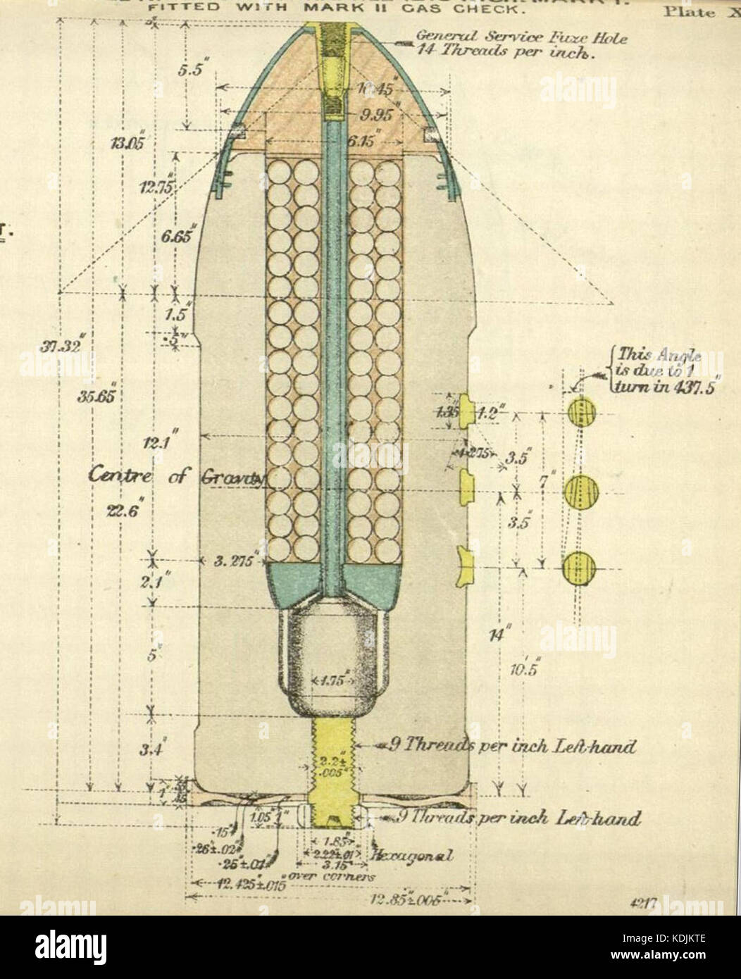 RML 12.5in Studded Shrapnel Shell with Attached Gas check Mk II Stock ...