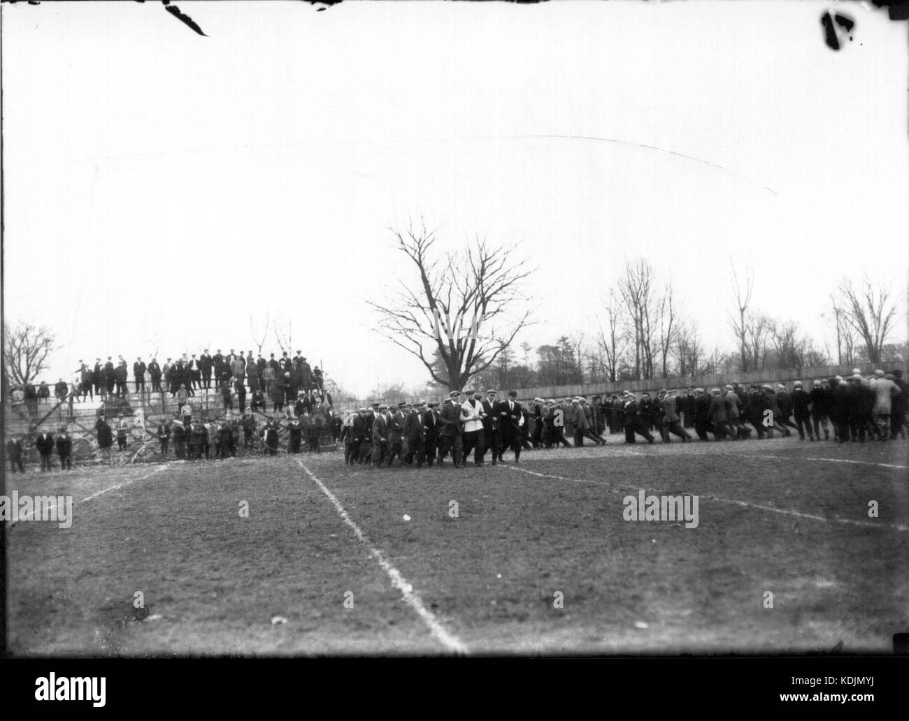 A snake line at a Miami University football game in 1912, depicting a ...