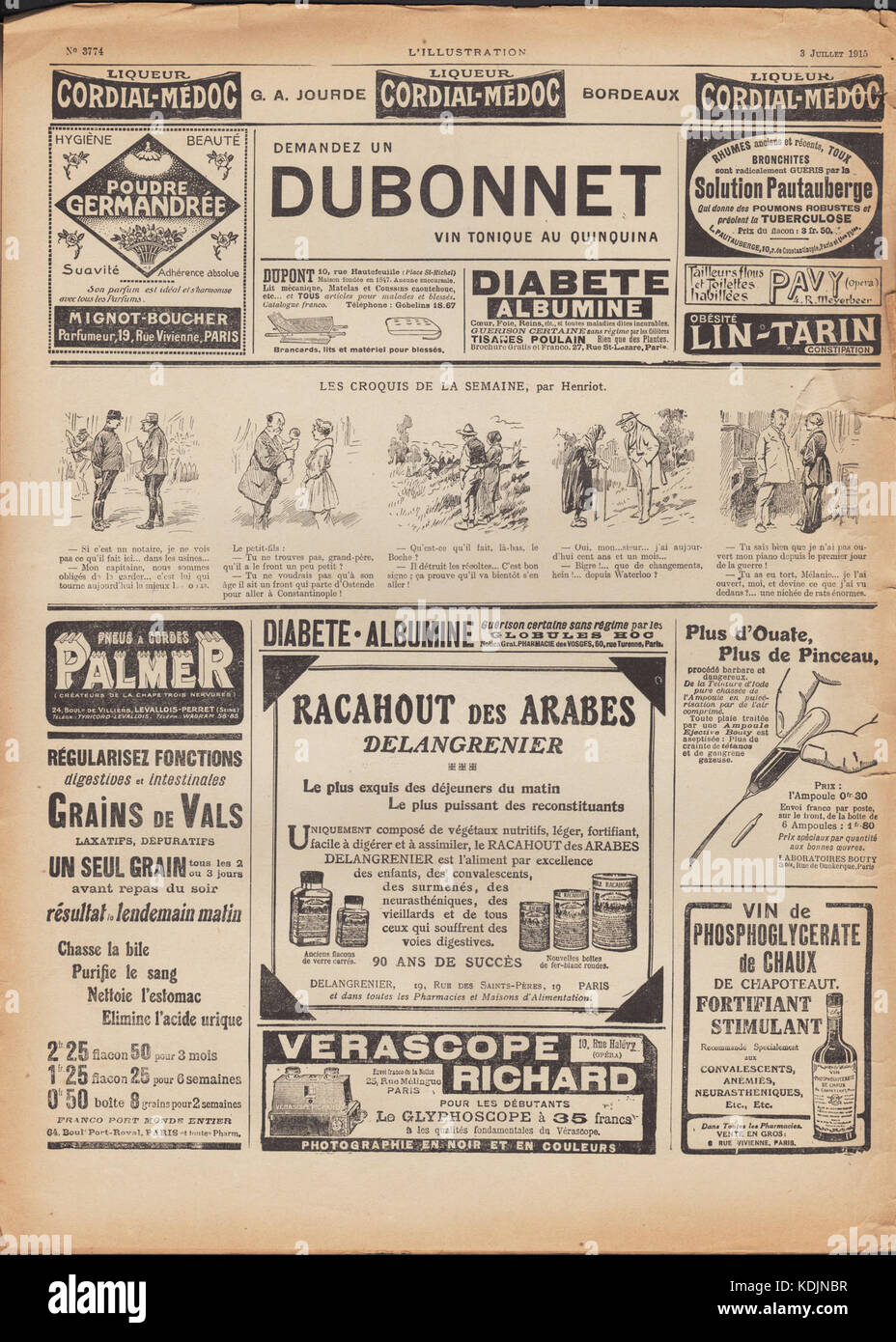 No 3774 3 Juillet 1915, scan 2, Front cover inside Stock Photo - Alamy