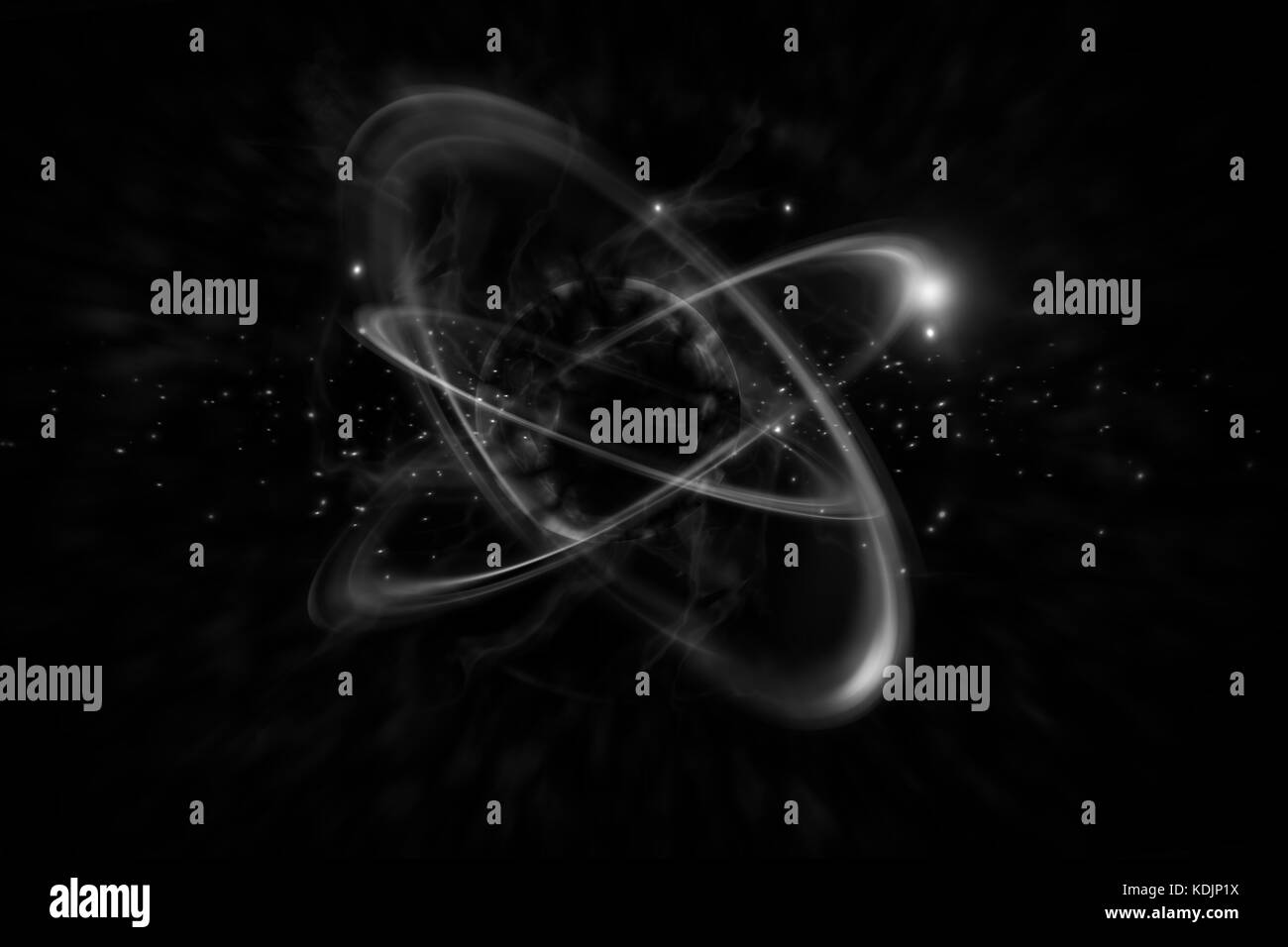 Close up of colorful atomic particle background science 3D illustration ...