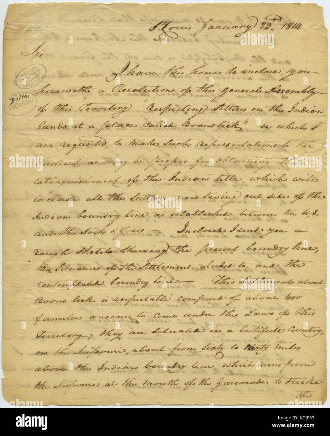 Letter signed Wm. Clark (William Clark), St. Louis, to James Monroe ...