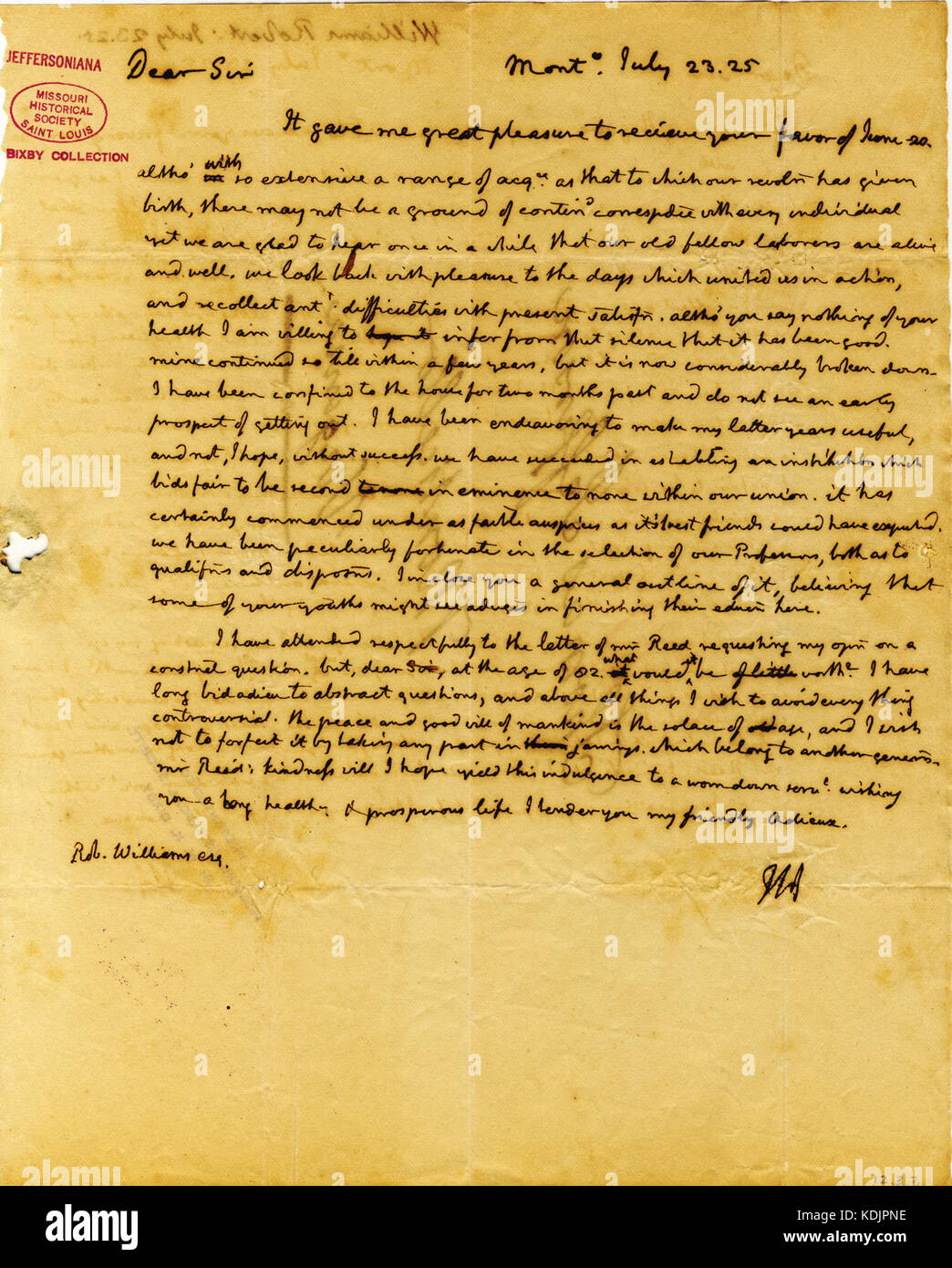 Letter thomas jefferson monticello hi-res stock photography and images ...