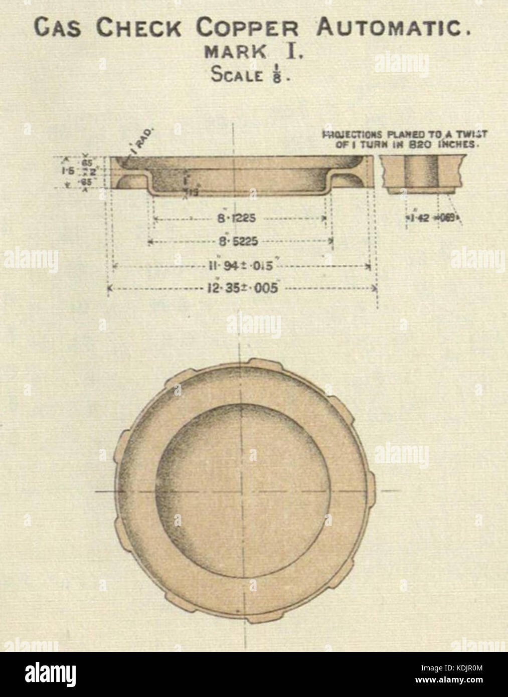 RML 12 inch 35 ton Automatic Gas Check Mark I Detail Stock Photo - Alamy