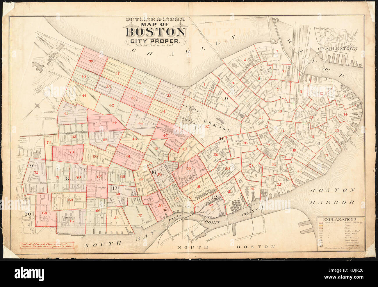 Outline and index map of Boston city proper (19676263689 Stock Photo ...
