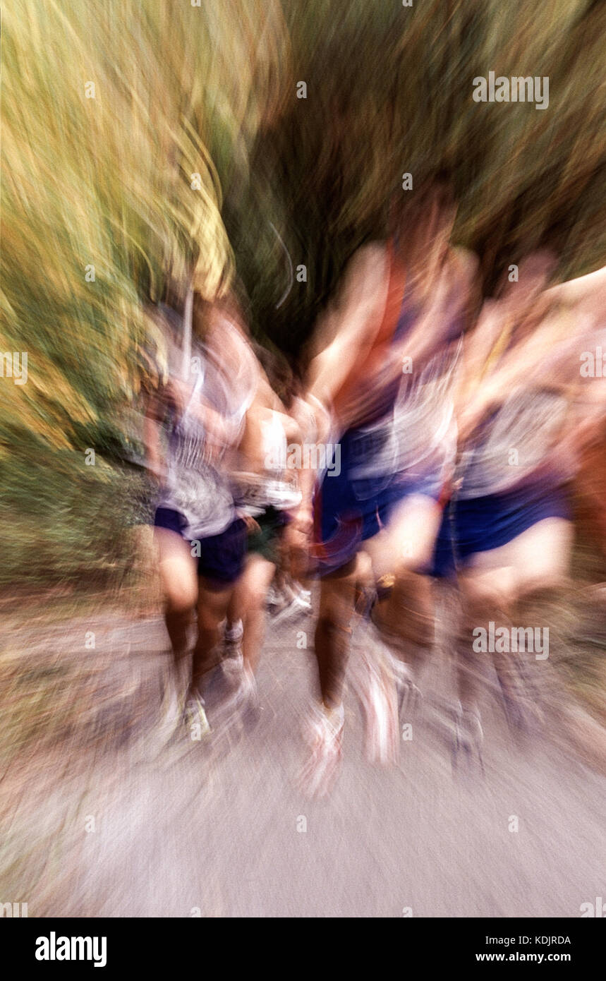 Blurred action of High School boys cross country running race Stock ...