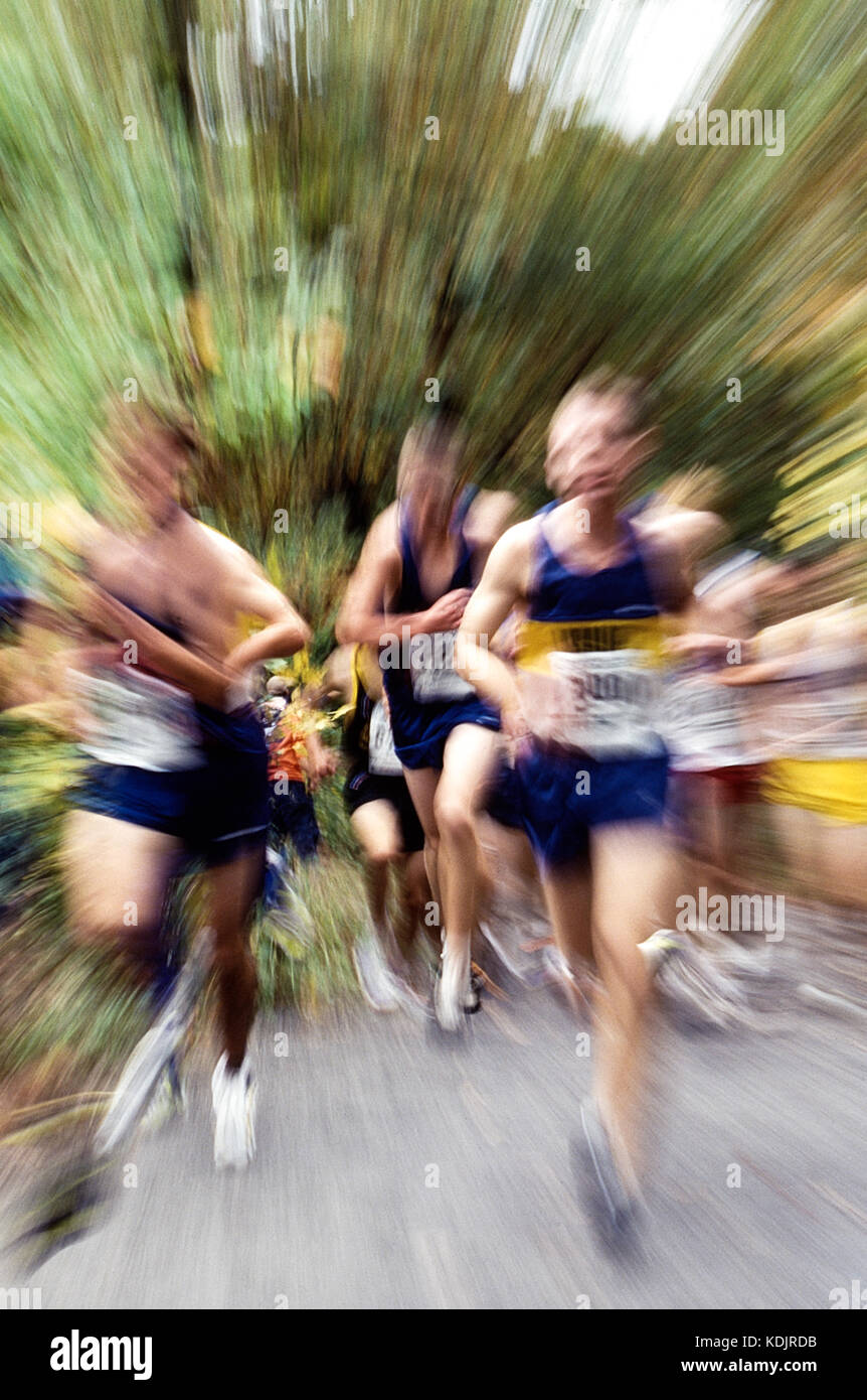 Blurred action of High School boys cross country running race Stock ...
