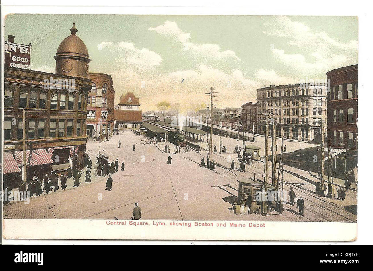 Lynn station and Central Square postcard Stock Photo - Alamy