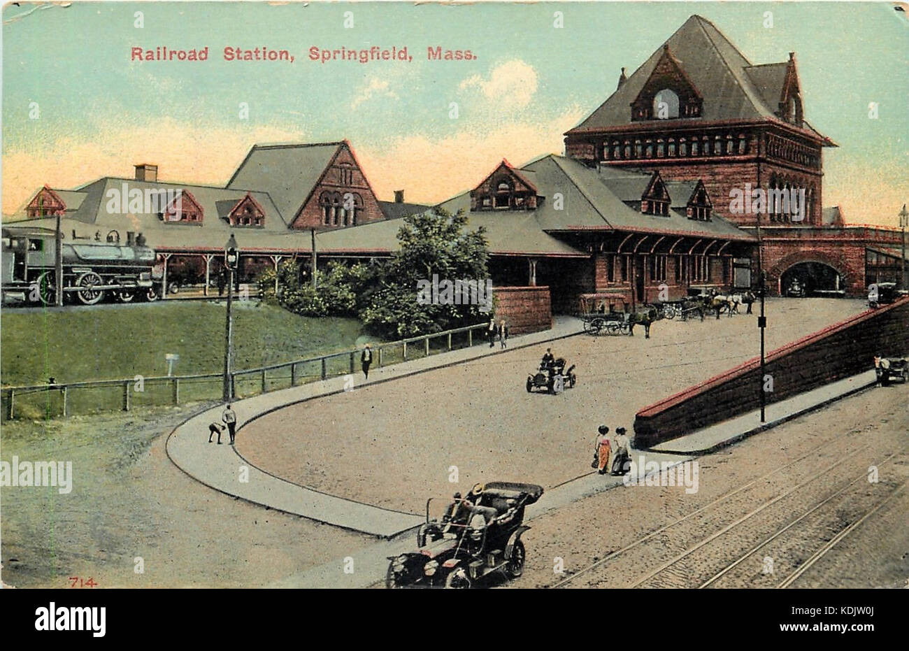 Springfield Union Station postcard by Danzinger and Berman Stock Photo ...