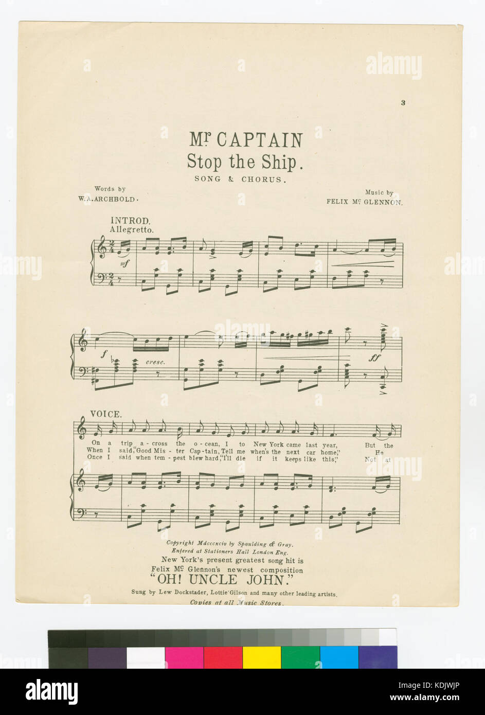 Mr. Captain stop the ship! (NYPL Hades 454288 1699776 Stock Photo - Alamy