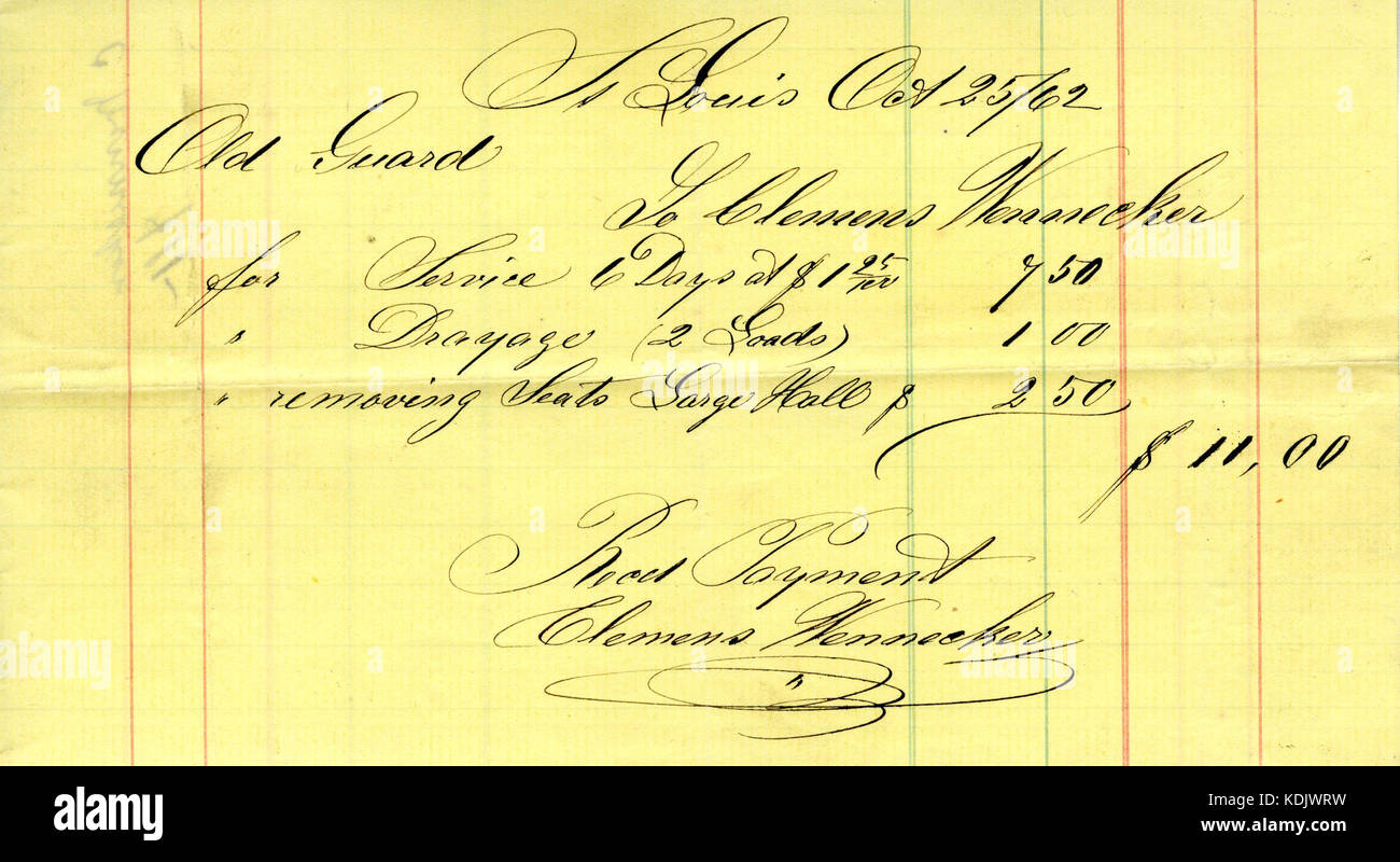 This receipt, dated October 25, 1862, records an $11.00 payment ...
