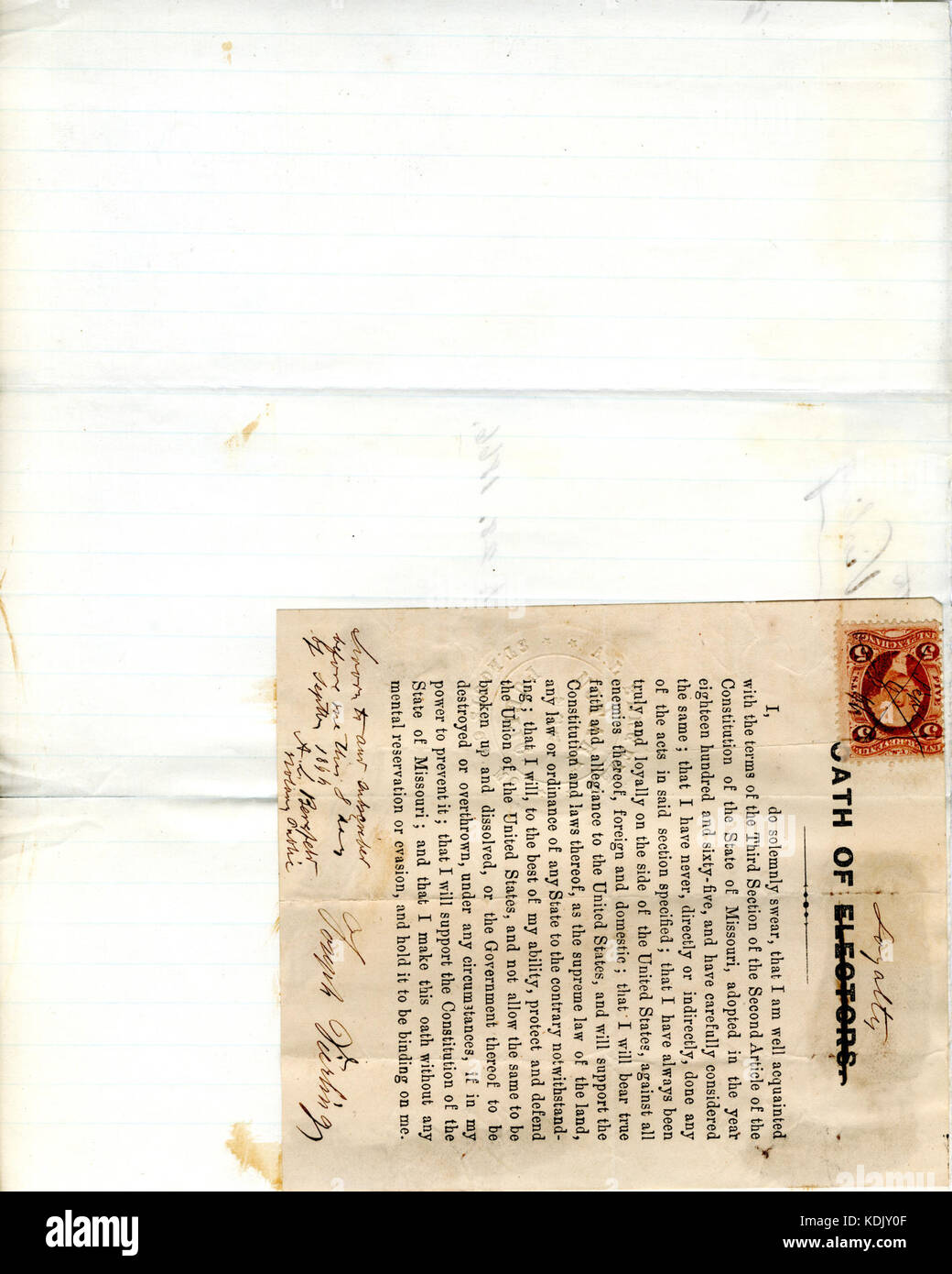 Loyalty oath of Joseph Vierling of Missouri, County of St. Louis Stock ...