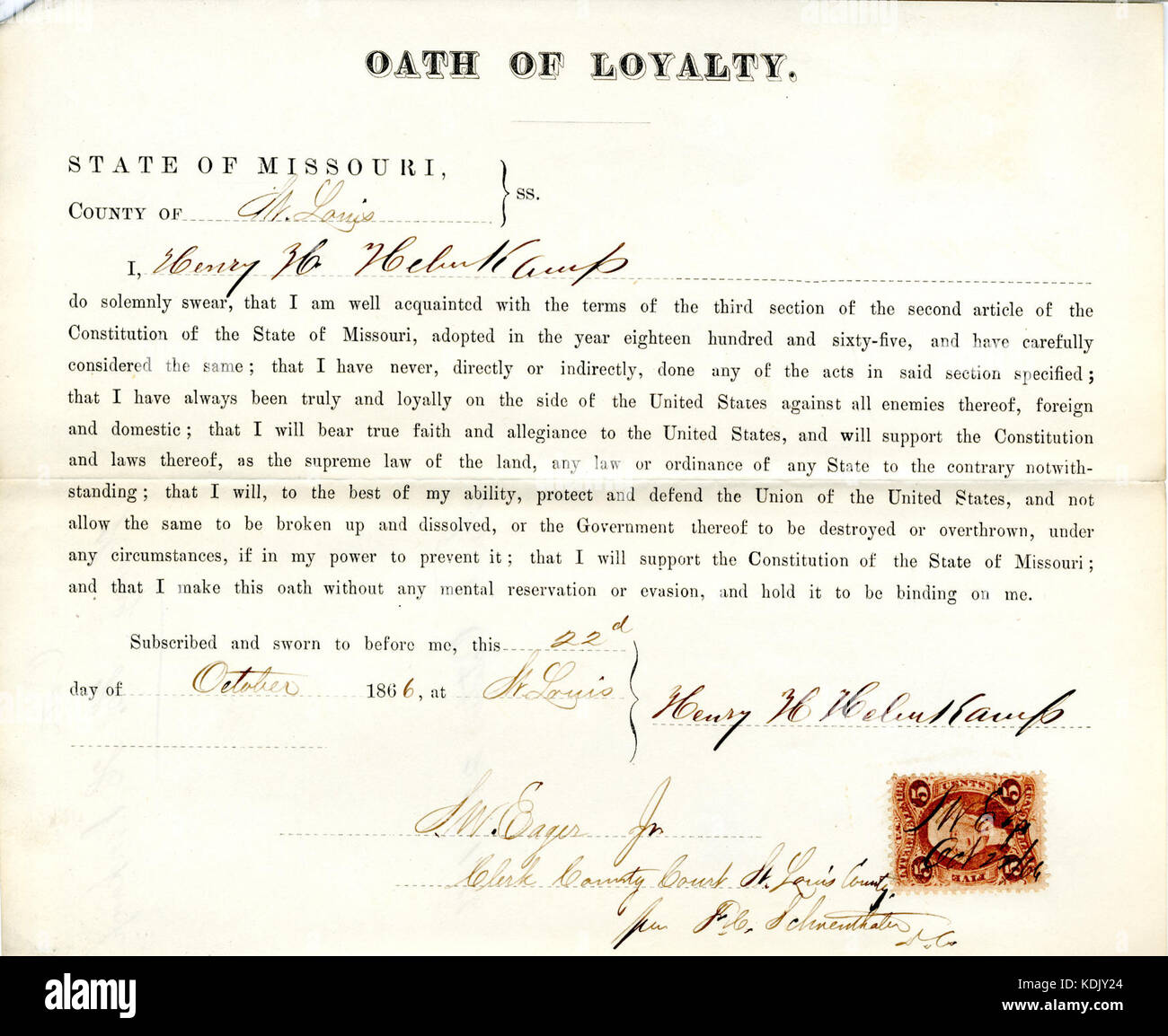 Loyalty oath of Henry H. Heimkamp of Missouri, County of St. Louis ...