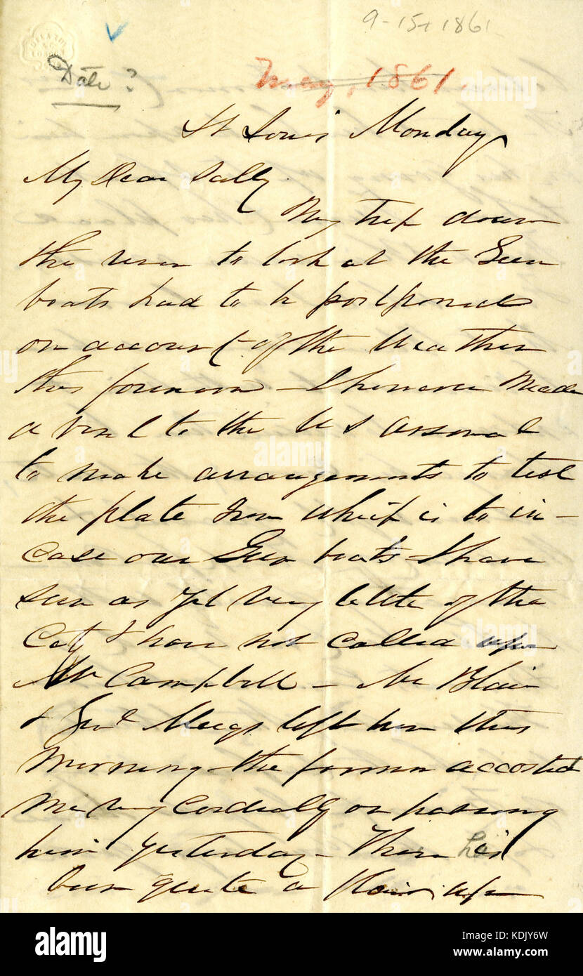 Letter (of Charles Stedman), St. Louis, to (his wife) Sally, (September ...