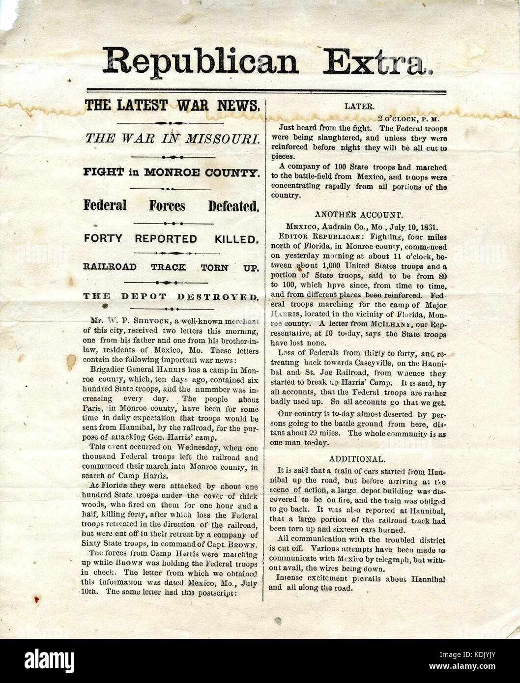 Civil war newspaper cover hi-res stock photography and images - Alamy