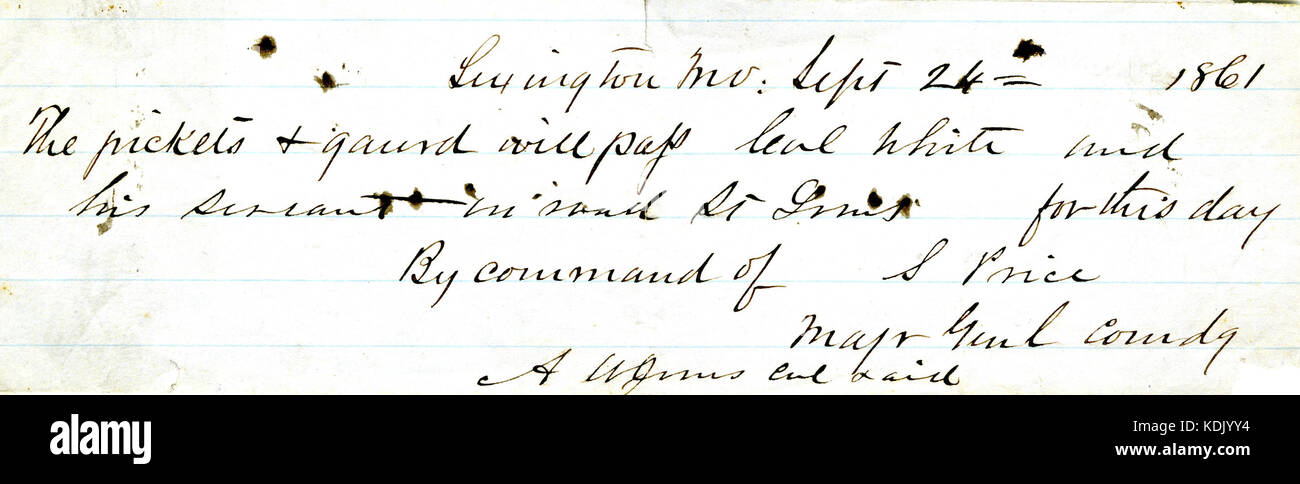 Military pass of Colonel White (Robert White), by command of S. Price ...