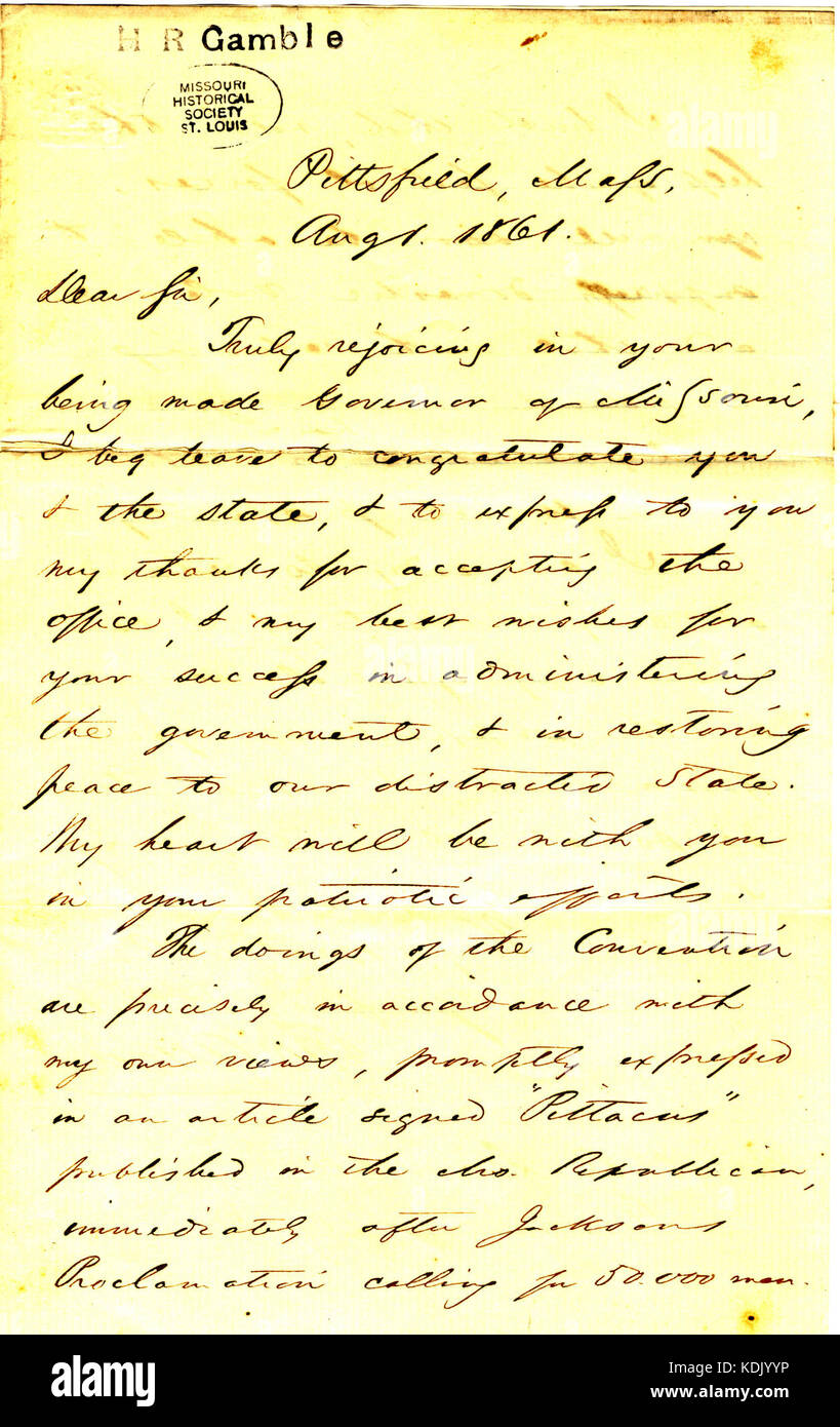 Letter signed Tho. Allen (Thomas Allen), Pittsfield, Mass., to Hon. H.R ...
