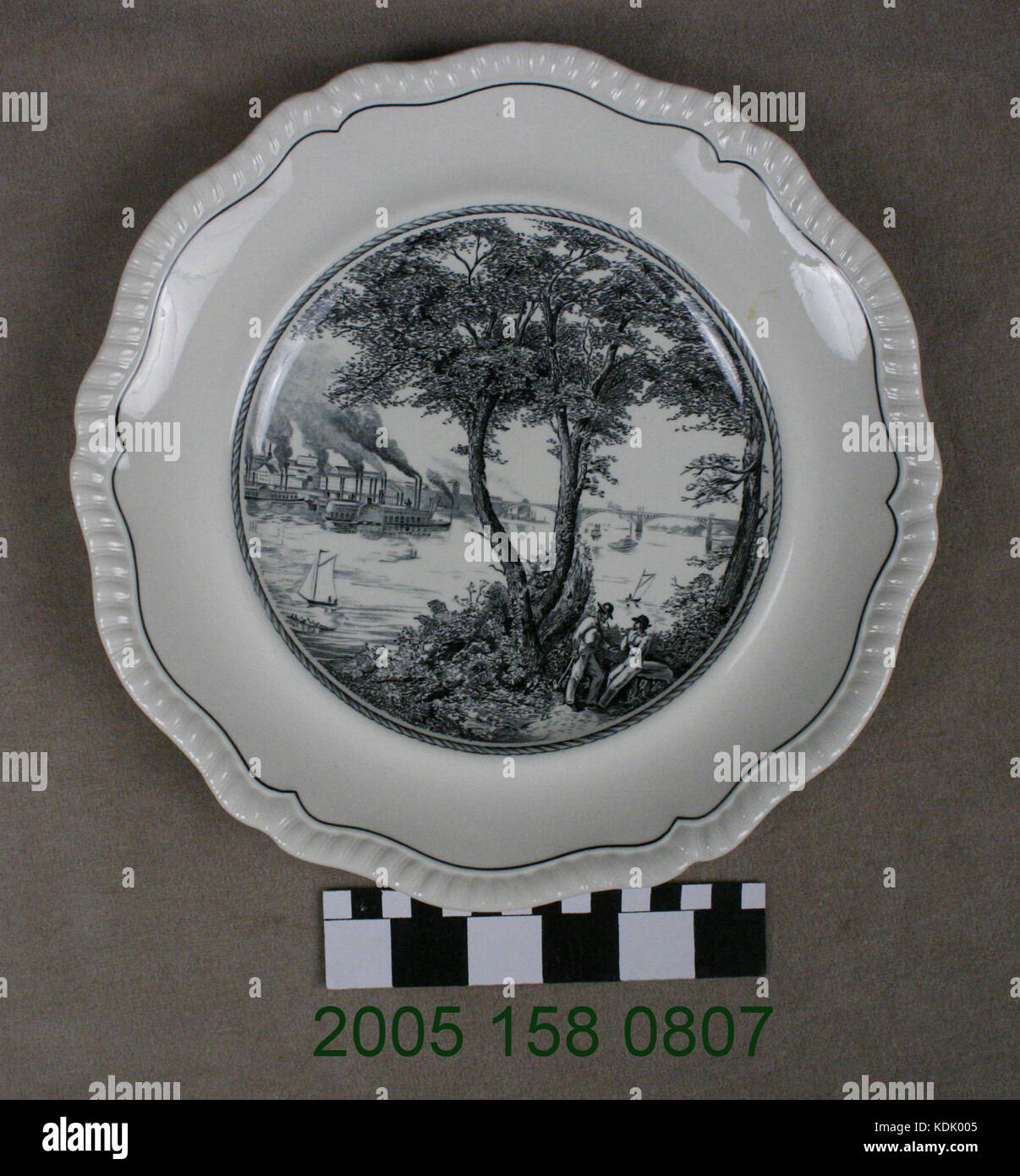 Large China Plate with Multi color Pastoral Scene Stock Photo - Alamy