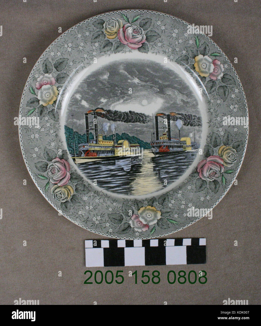 Round China Plate with River Scene Stock Photo - Alamy