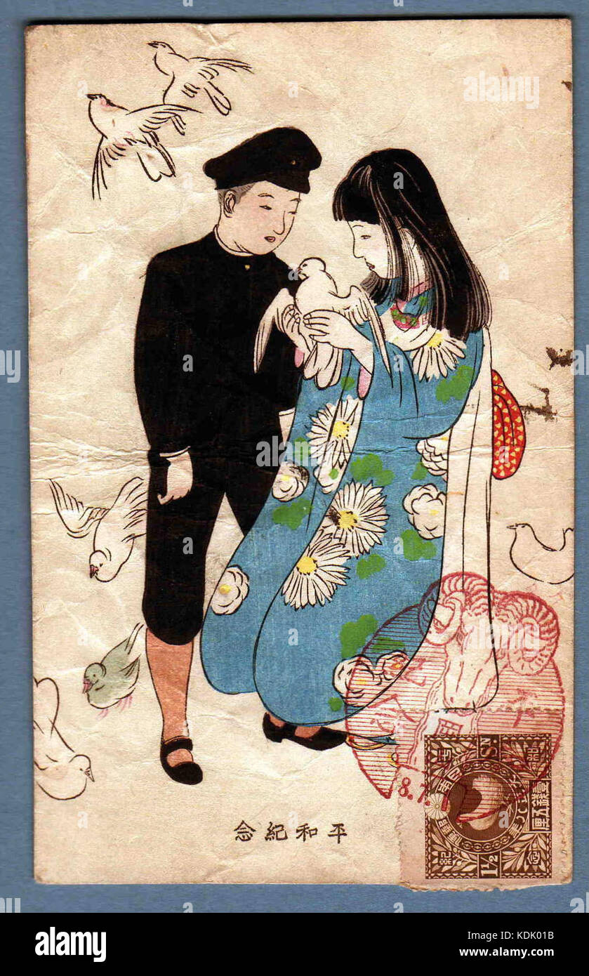 Peace restoration after WW1 of post card Stock Photo - Alamy