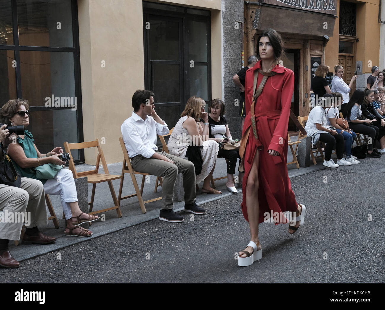 Designer Maria Lafuente holds an outdoor street catwalk for the MFW ...