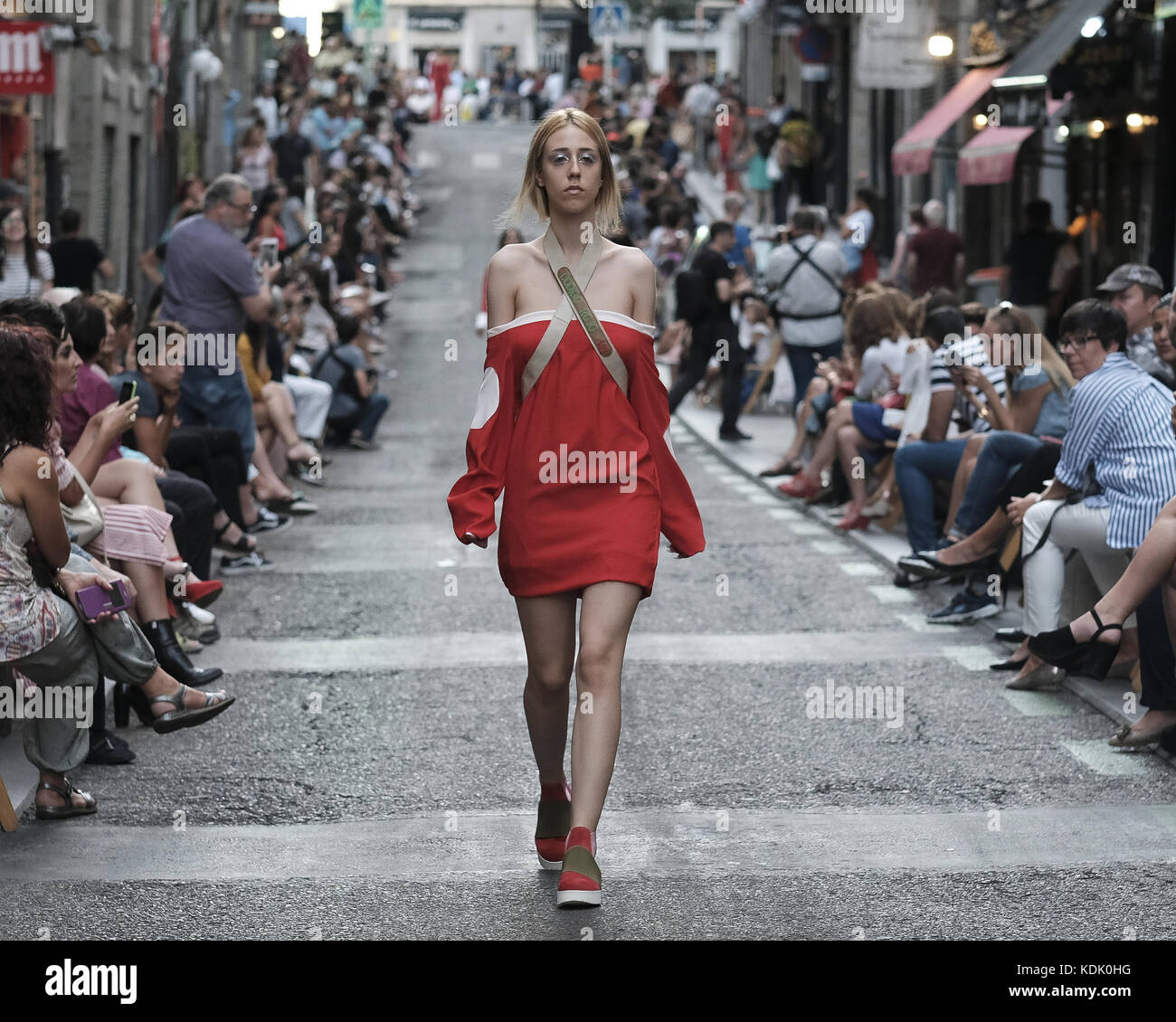 Designer Maria Lafuente holds an outdoor street catwalk for the MFW ...