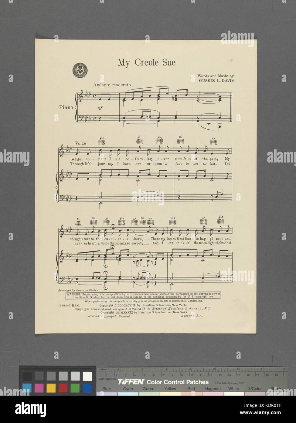 My Creole Sue (NYPL Hades 609798 1806516 Stock Photo - Alamy