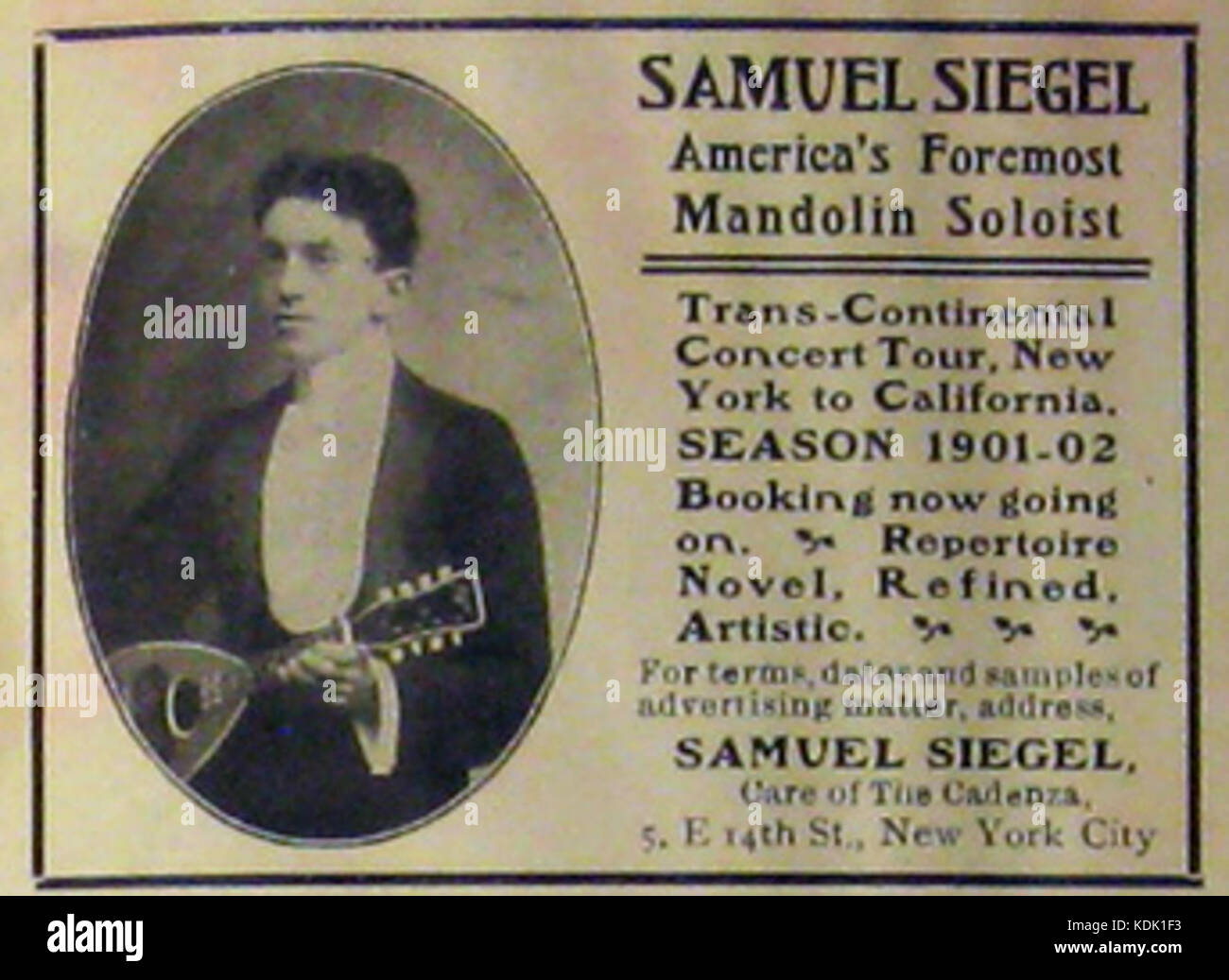 Samuel Siegel Concert Tour 1901 to 1902 Stock Photo - Alamy Samuel Siegel Concert Tour 1901 to 1902 Stock Photo - Alamy